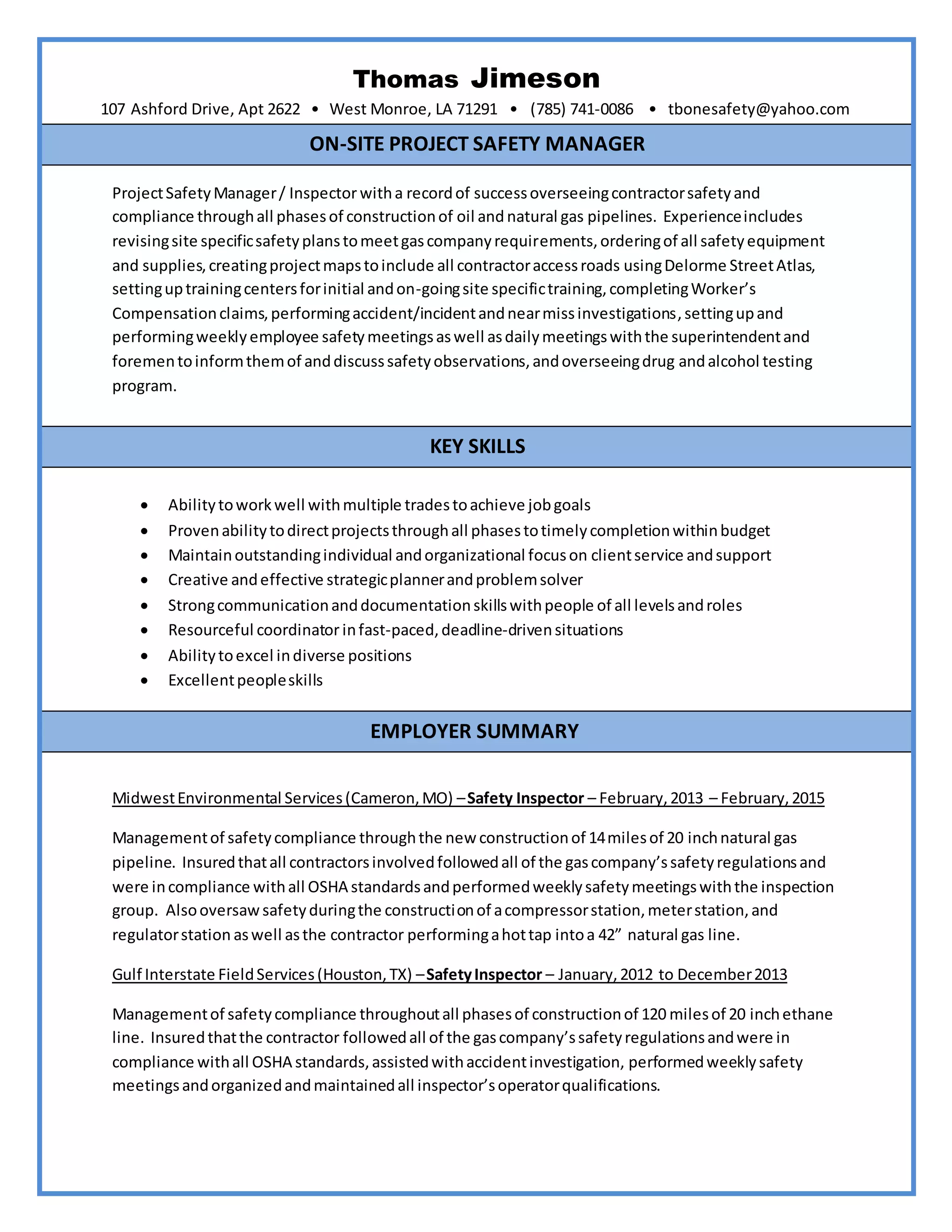 Thomas Jimeson resume | DOCX | Construction Industry | Industries