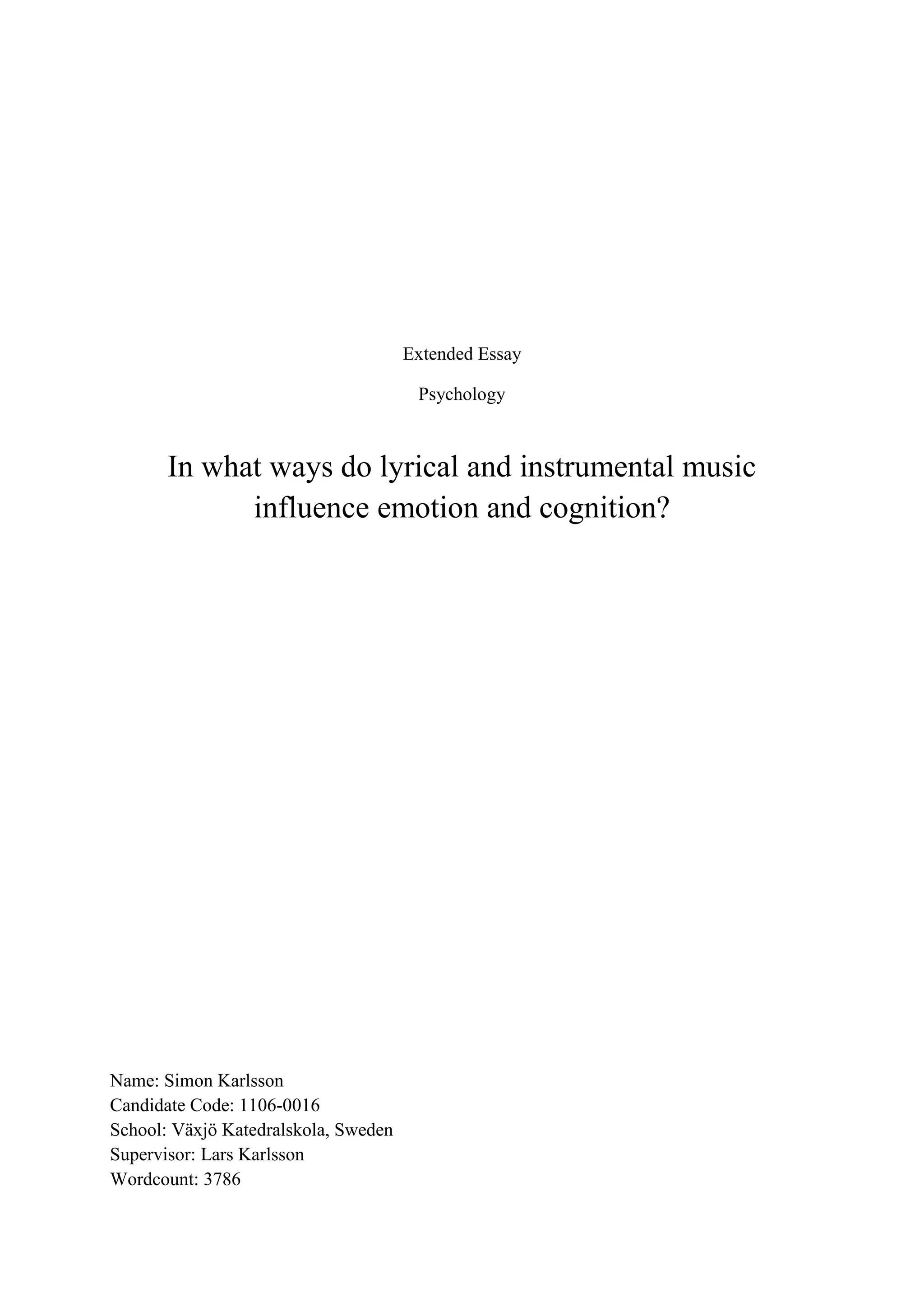 Music Cognition EE Final | PDF