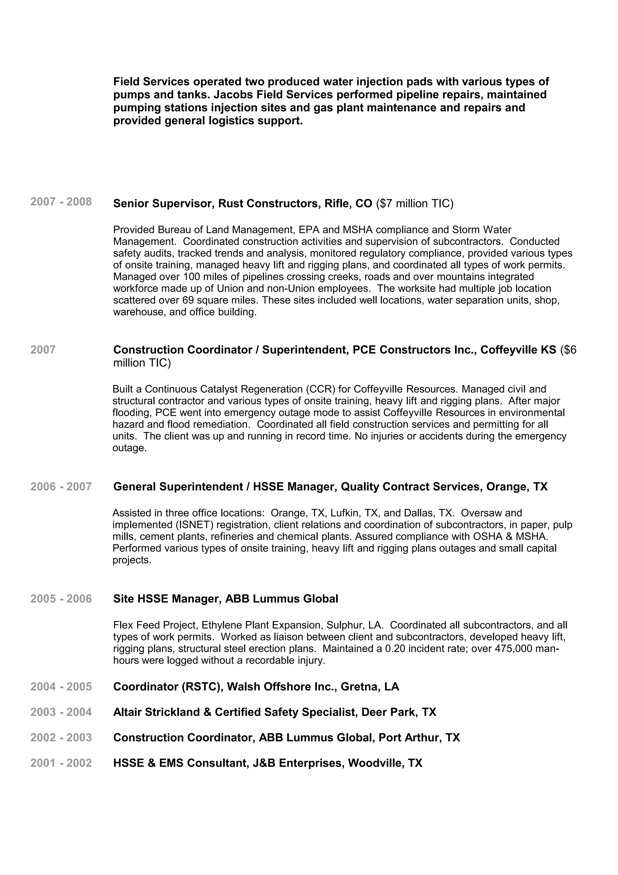Construction Manager Resume | DOC