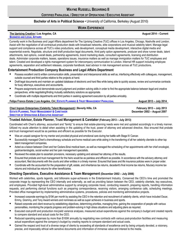WAYNE RUSSELL BEUHRING Resume 06.14.2015
