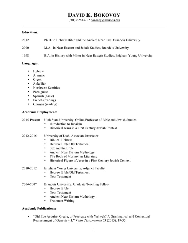 Bokovoy CV (2015) | PDF