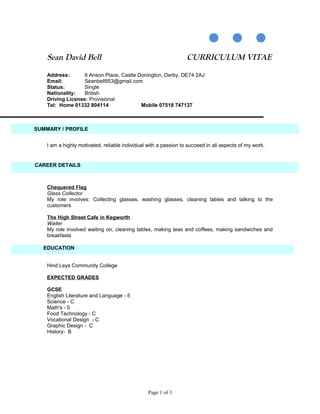 Sean Bell CV | DOC