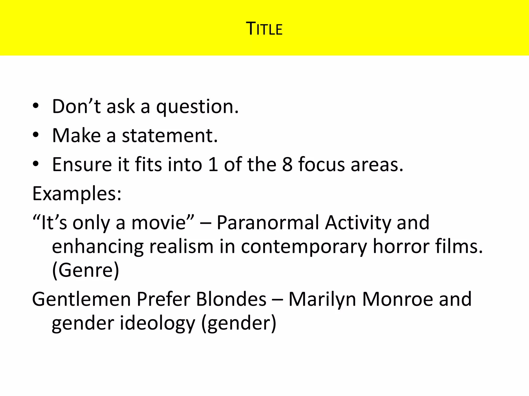 A2 film small scale research project | PPTX