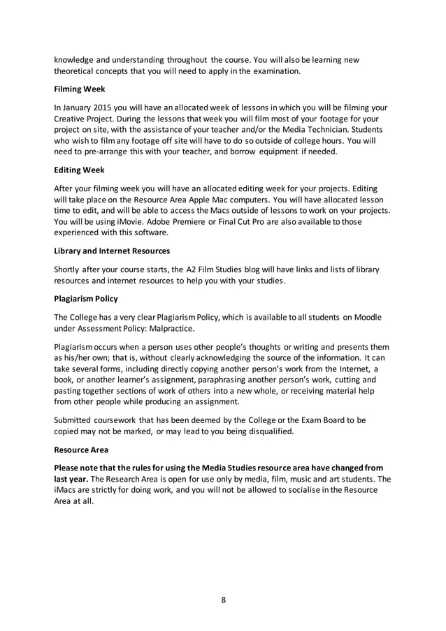 A2 Film Studies course handbook 2015-16 | DOCX | Screenwriting ...