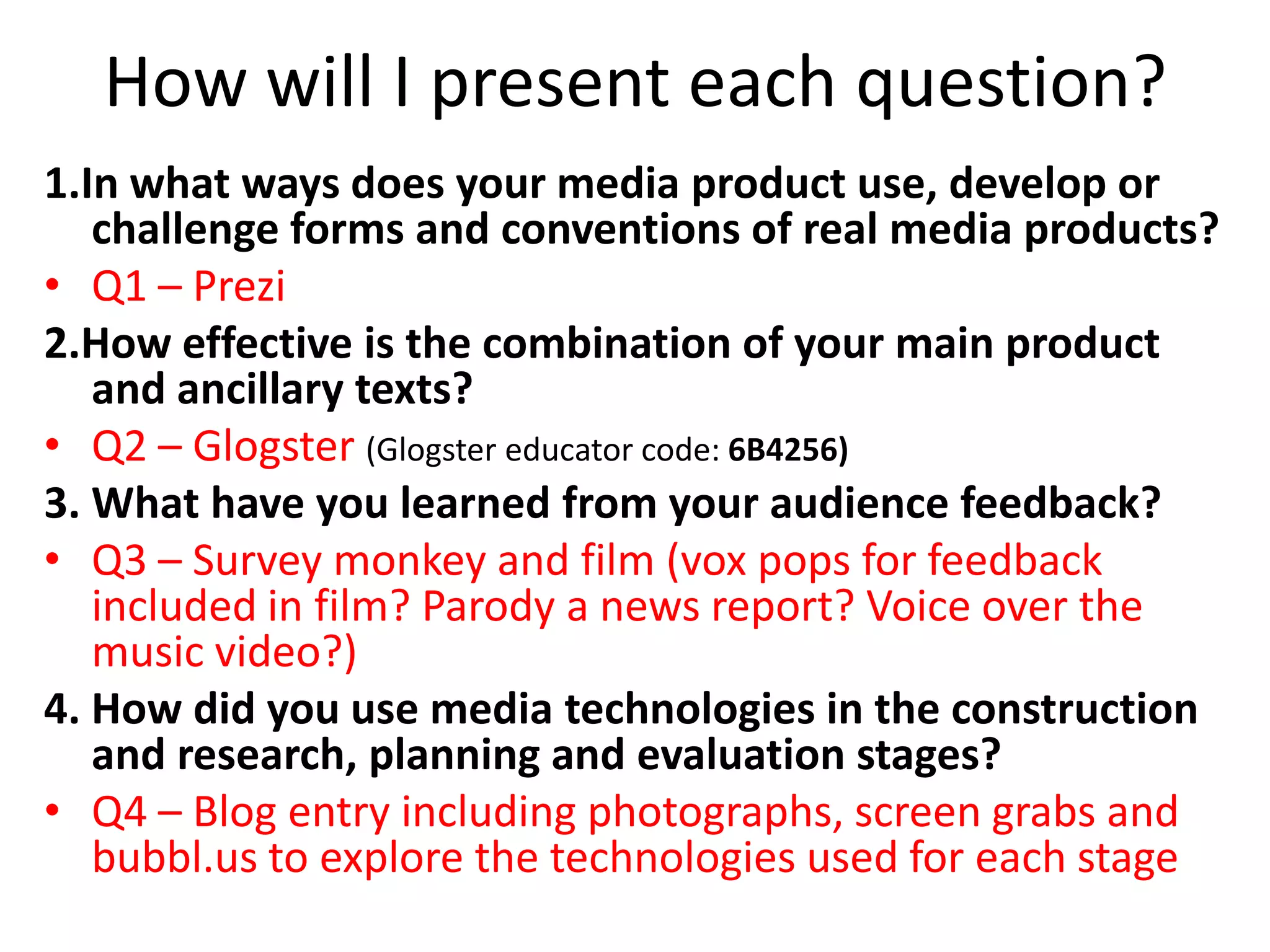 A2 g324 evaluation questions | PPTX | Educational Assessment | Education