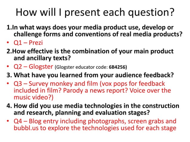 A2 g324 evaluation questions | PPTX | Educational Assessment | Education
