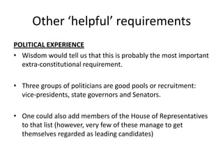 A2 G&P presidential elections and candidate requirements | PPT