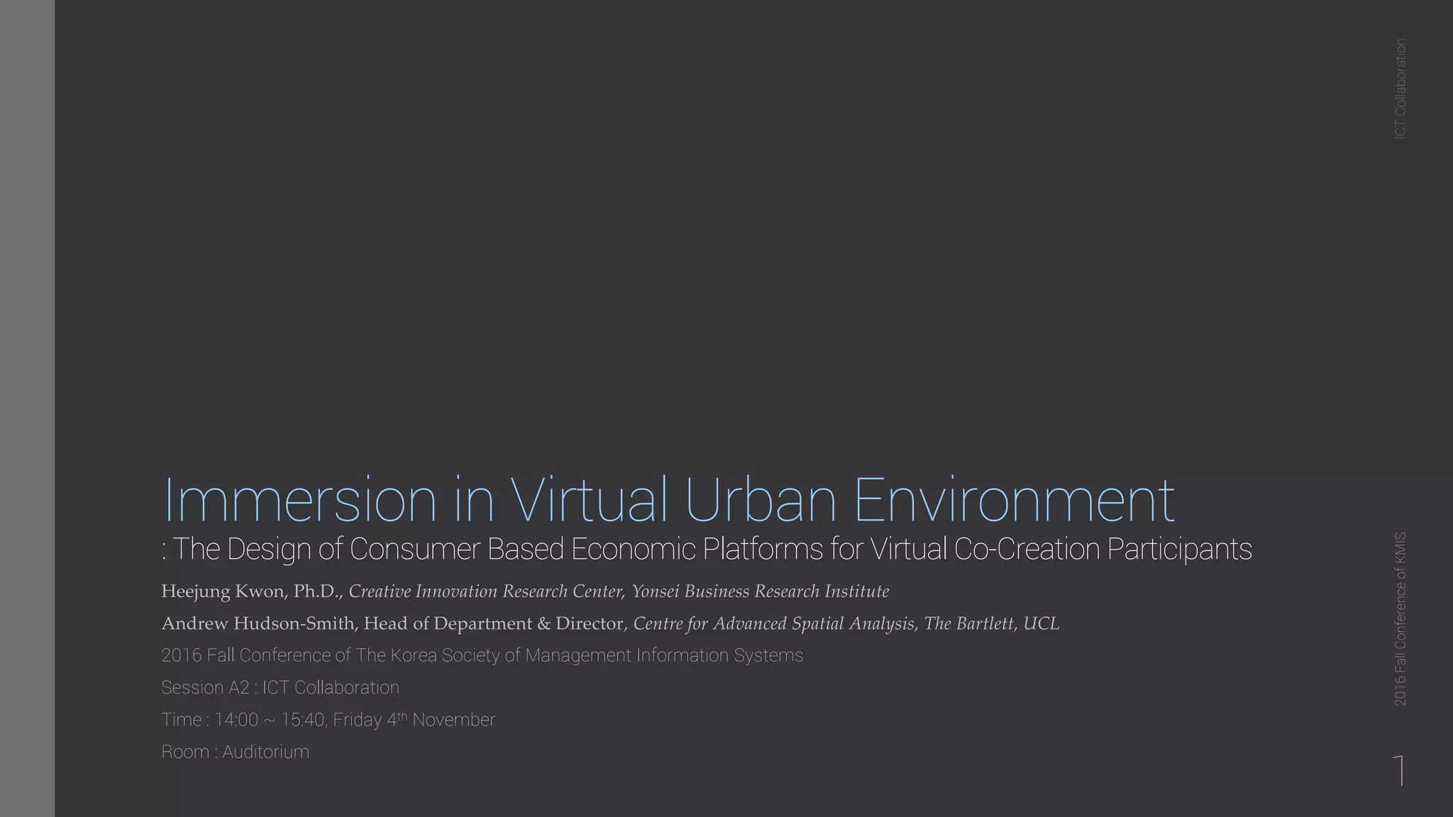 Immersion in Virtual Urban Environment: The Design of Consumer Based ...