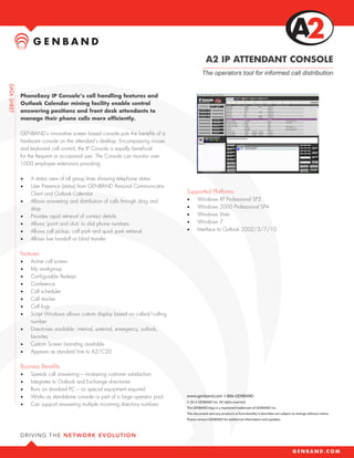 A2 IP Attendant Console datasheet | PDF