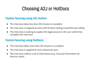 A2J Author vs HotDocs | PPTX | Technology & Computing