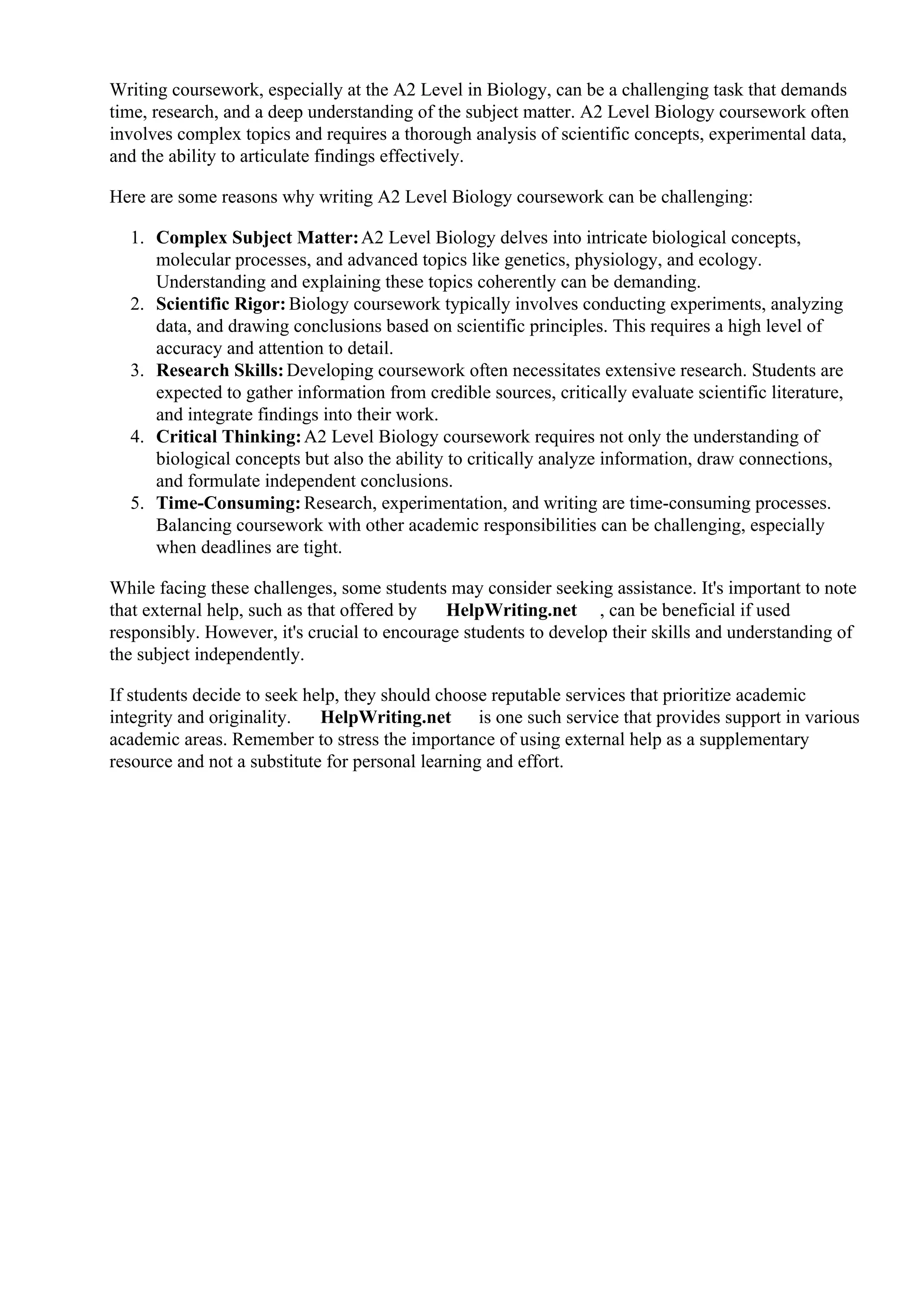 A2 Level Biology Coursework Ideas. How did you kno | PDF