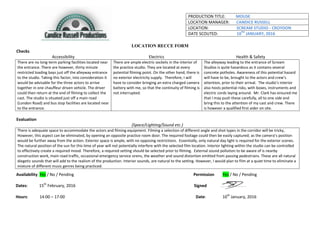 A2 location recce_sheet studio | PPT