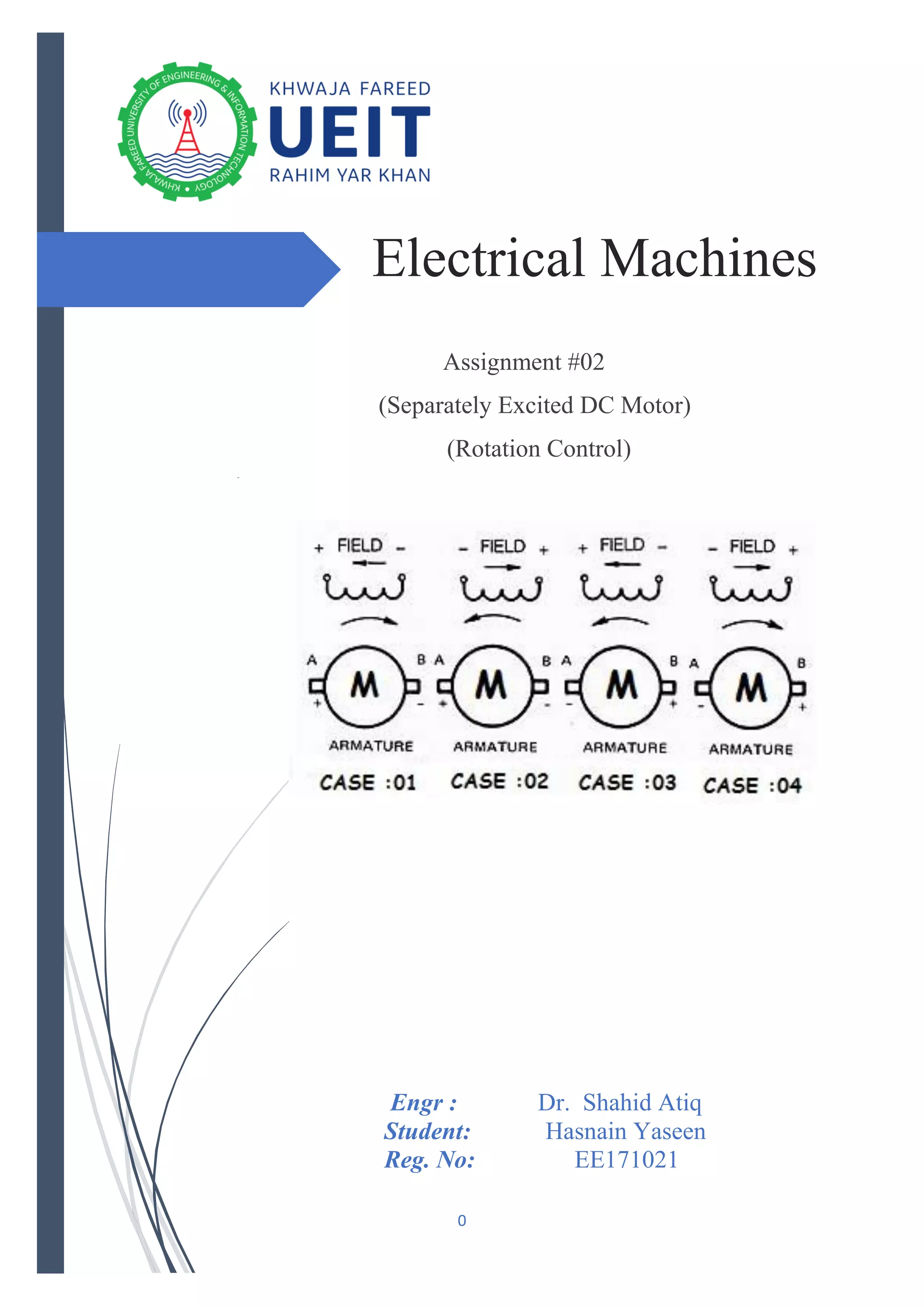 Rotation control of separately excited Dc Motor | PDF