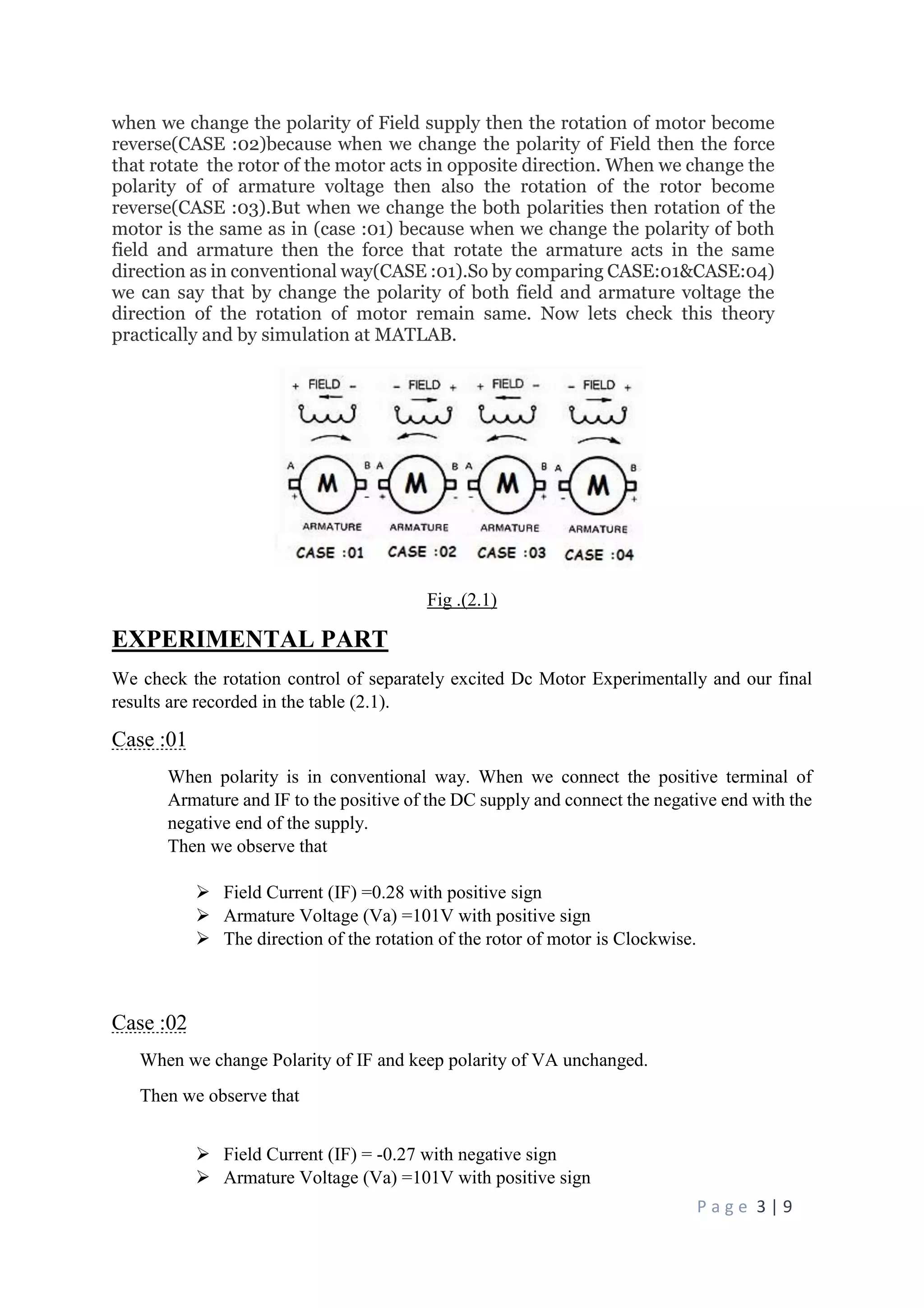 Rotation control of separately excited Dc Motor | PDF