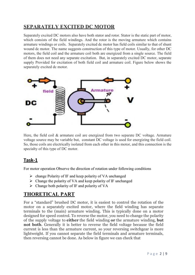 Rotation control of separately excited Dc Motor | PDF | Physics | Science