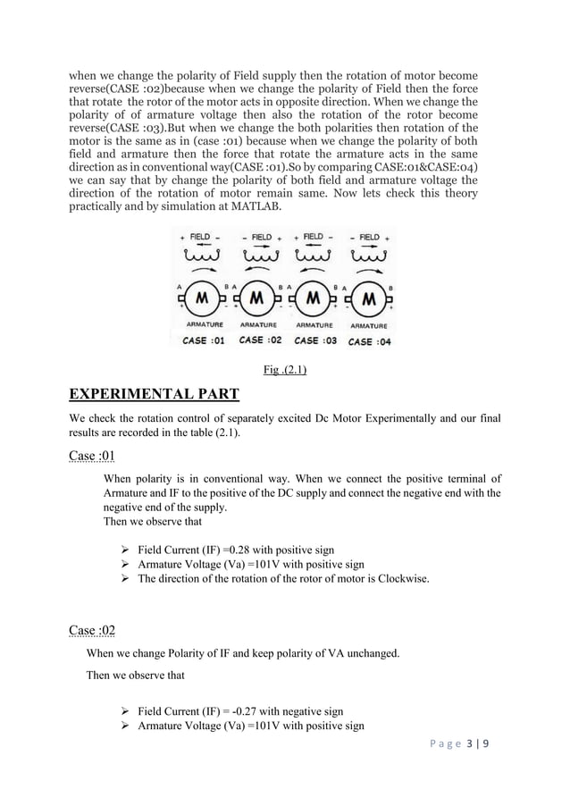 Rotation control of separately excited Dc Motor | PDF | Physics | Science