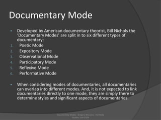 A2 Media - Documentary Mode - Research, Planning and Analysis | PPTX ...