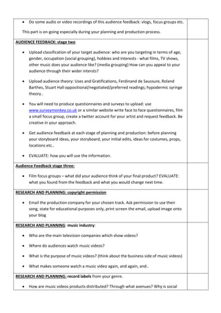 A2 media studies blog checklist | PDF