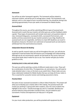A2 Media Studies Course Handbook 2014-15 | PDF