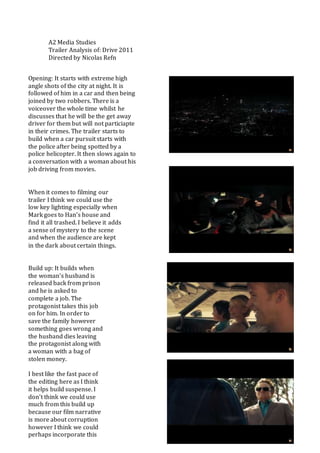 A2 media studies trailer analysis Drive 2011 | PDF