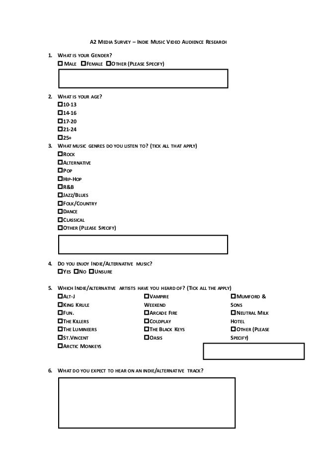 AUDIENCE RESEARCH: Target Audience Survey