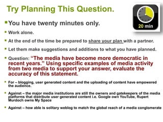 A2 media studies powerpoint essay layout 1b | PPTX