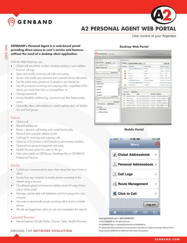A2 Personal Agent Web Portal datasheet | PDF