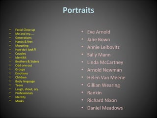 Photography: A2 personal investigation ideas | PPT