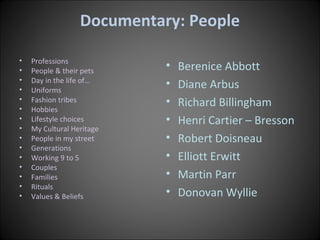 Photography: A2 personal investigation ideas | PPT