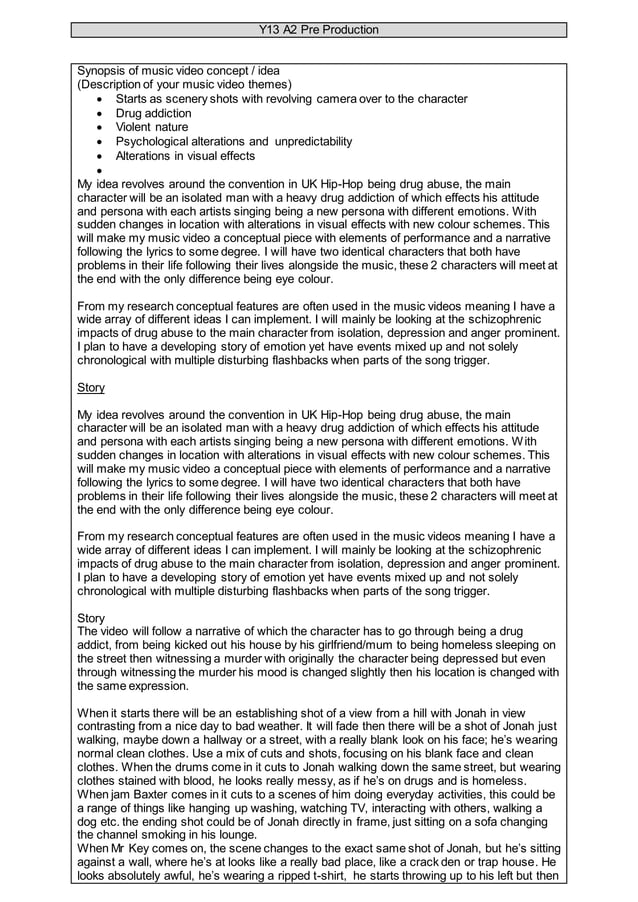 A2 pre production music video | PDF