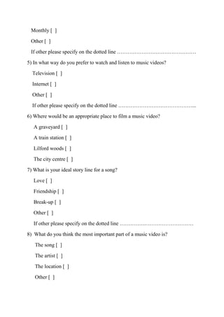 A2 questionnaire | PDF