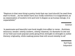 A2 English Literature - Carol Ann Duffy Rapture presentation 'Does ...