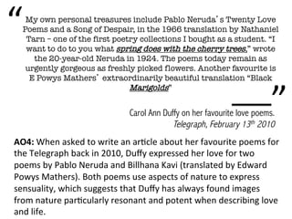 A2 English Literature - Carol Ann Duffy Rapture presentation 'Does ...