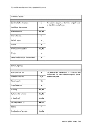 Recce Checklist | PDF | Travel
