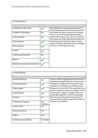 A2 recce checklist sheet | DOCX