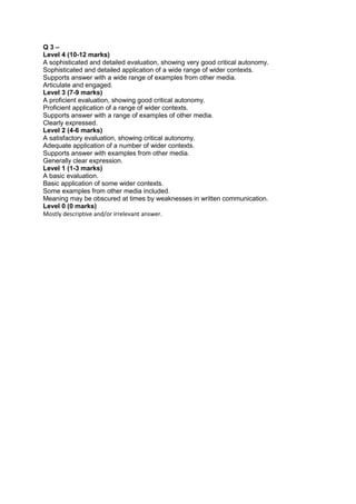 A2 media studies section A mark scheme | PDF