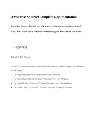 A2WPress Squirrel Theme Documentation | PDF