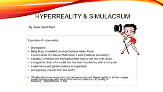 A2Y2 Media Studies, Media Language theory Postmodernism hyperreality | PPT