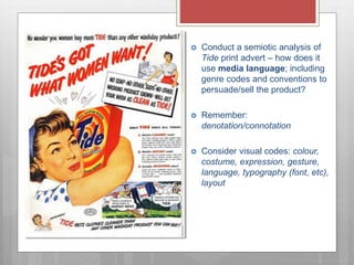 A2Y2 Media Studies C1SA Tide Contexts Language and Representation | PPT