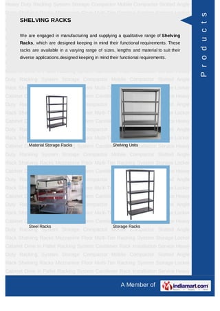 A 2 Z Enterprises, Mumbai, Storage Racking System & Accessories | PDF