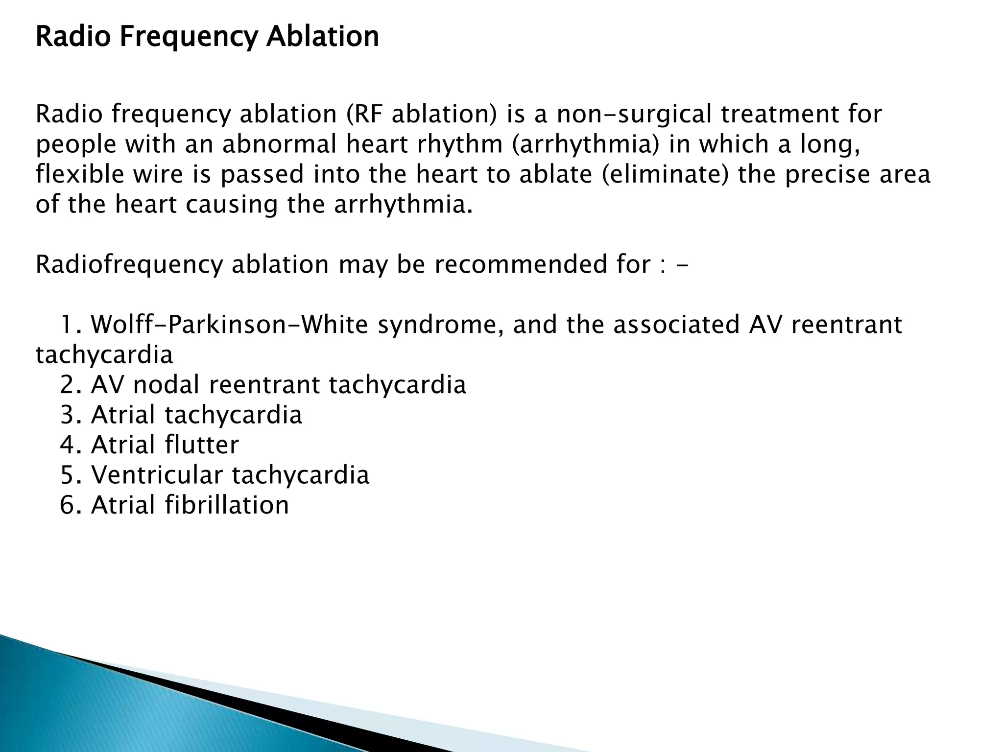 Radio-Frequency Ablation as Treatment for Cardiac Arrhythmias | PPTX