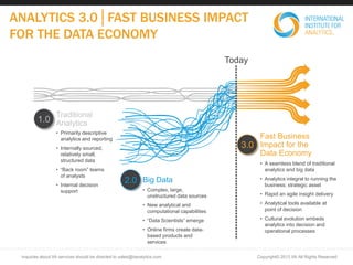Analytics 3.0: Opportunities for Healthcare | PPT