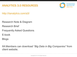 Analytics 3.0: Opportunities for Healthcare | PPT