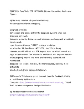 DEEPWEB, Dark Web, TOR NETWORK, Bitcoin, Encryption, Codes and Ciphers ...