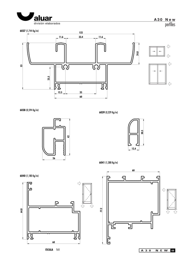 Aberturas Aluminio - Catálogo Aluar Sistema A30 | PDF