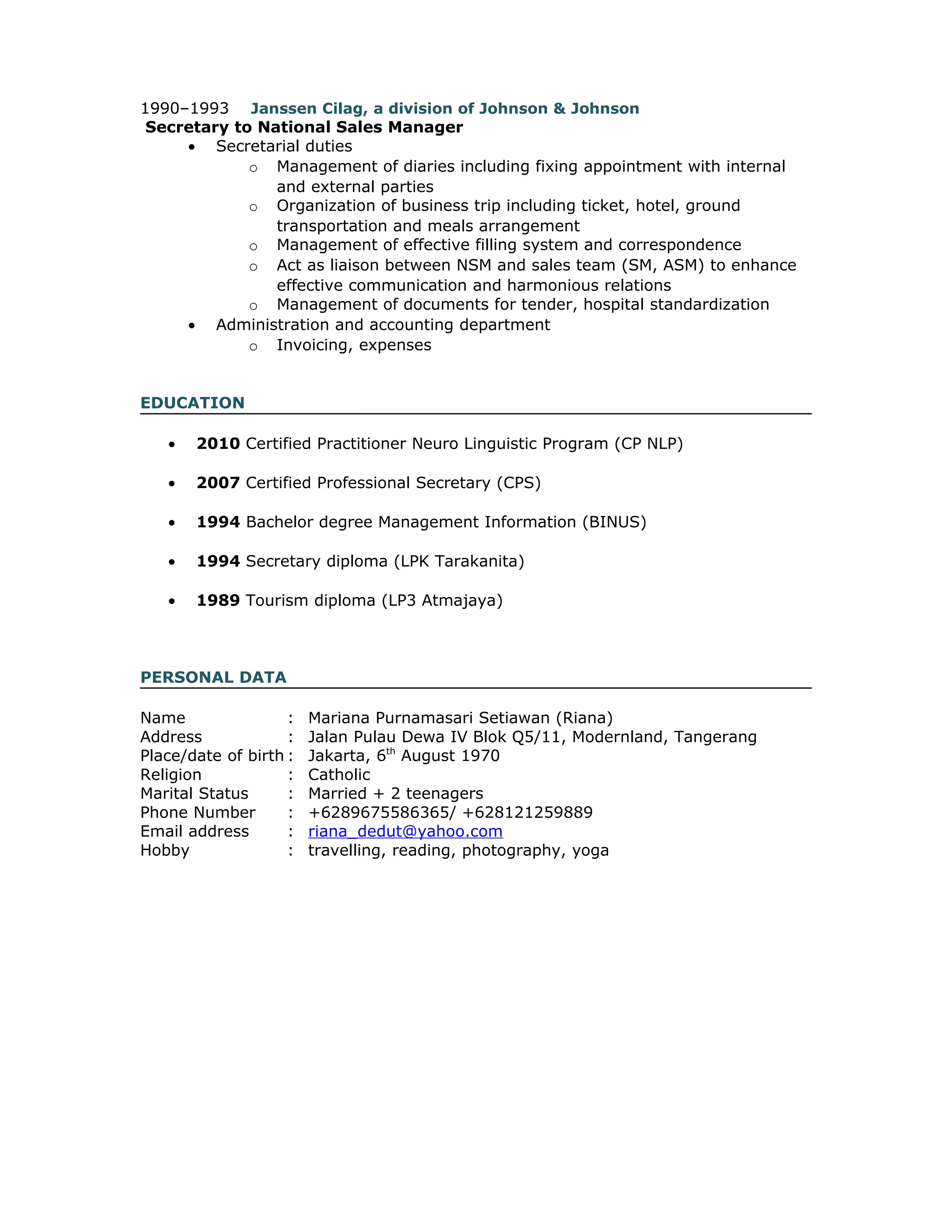 resume riana 2015 | DOC