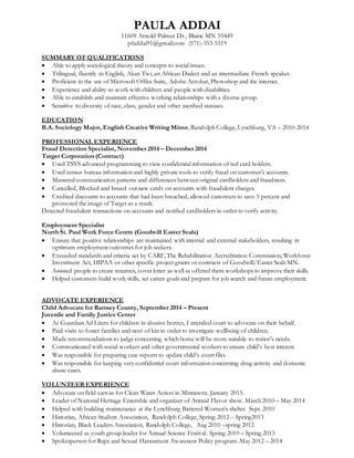 Paula Final Resume (1) | DOCX | Daycare and Pre-School | Parenting