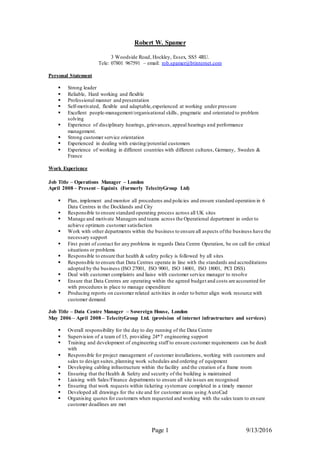 Rob Spamer CV 2016 | PDF