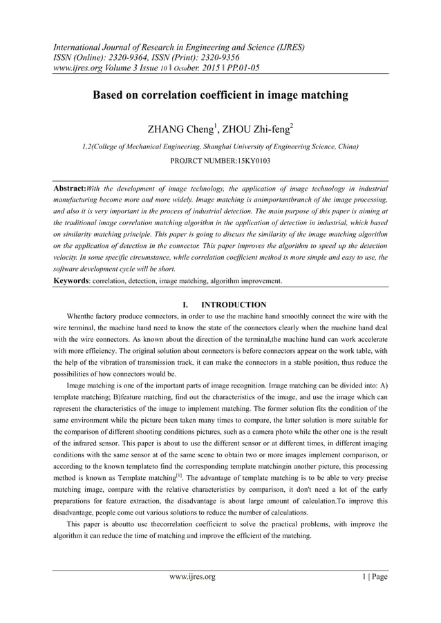 Based on correlation coefficient in image matching | PDF