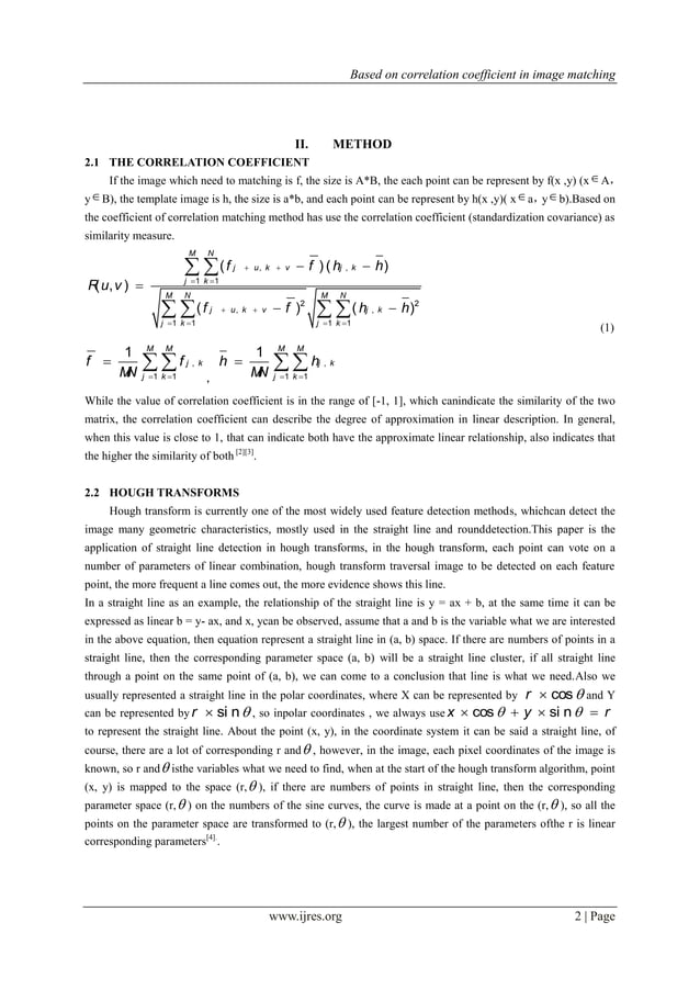 Based On Correlation Coefficient In Image Matching Pdf 8583